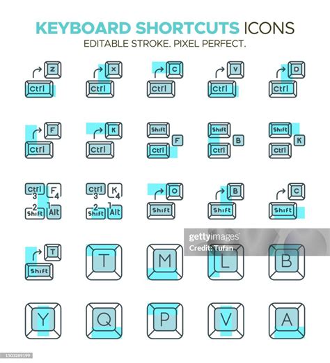 Keyboard Shortcuts Icon Set Visualizing Essential Computer Commands