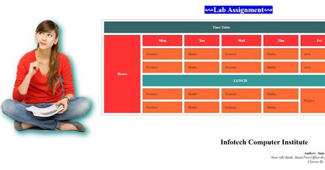 Infotech Computer Institute HTML Table With Html CSS Program No