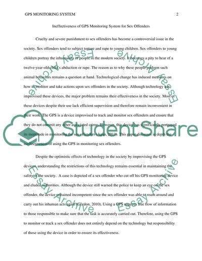 Ineffectiveness Of Gps Monitoring System For Sex Offenders Research Paper 1