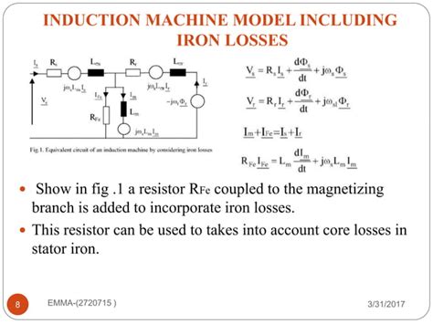 Induction Machine Modeling With Saturation And Series Iron Losses Resistance Ppt