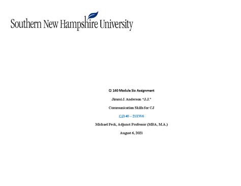 CJ Module Six Assignment J J Anderson CJ Module Six Assignment Jimmi J Anderson J