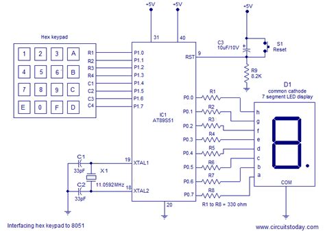 Interfacing Hex Keypad To 8051 Circuit Diagram And Assembly Program Simple Circuit Using