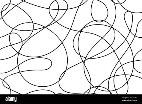 Black And White Line Doodle Squiggle Seamless Pattern Creative Abstract Scribble Style Drawing