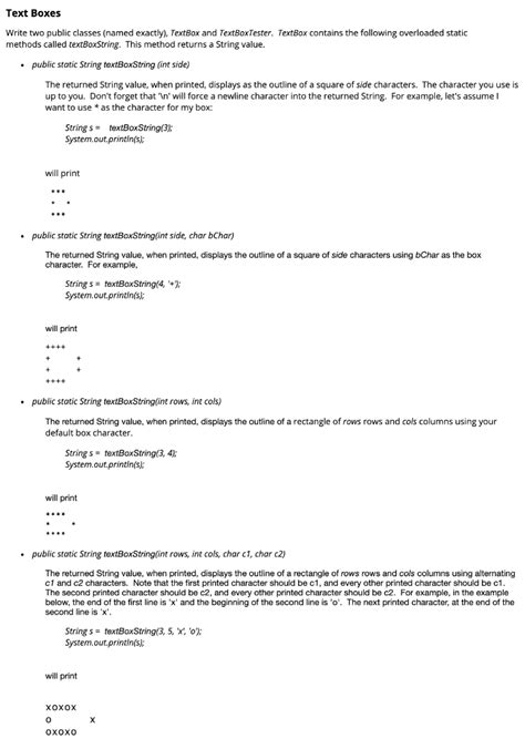 Solved Text Boxes Write Two Public Classes Named Exactly