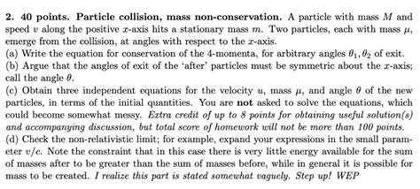 solved 2 40 points particle collision mass