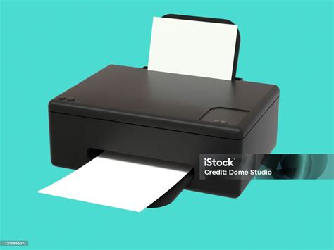 사무실 기술 개념 3d 렌더링 프린터 컴퓨터 프린터에 대한 스톡 사진 및 기타 이미지 컴퓨터 프린터 3차원 형태 종이