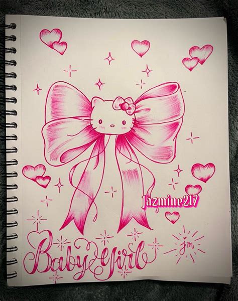 Hello Kitty Ribbon 🎀 Hello Kitty Drawing Kitty Drawing Chicano Drawings