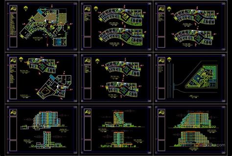 5 Star Hotel Layout Plan And Elevations Autocad File Dwg