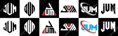 Jum Letter Logo Design In Six Style Jum Polygon Circle Triangle