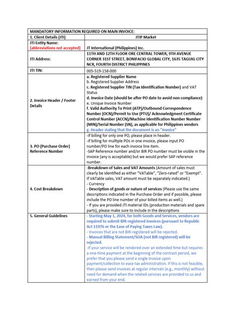 Jtip Invoicing Guidelines V 29apr2024 Pdf Invoice Receipt