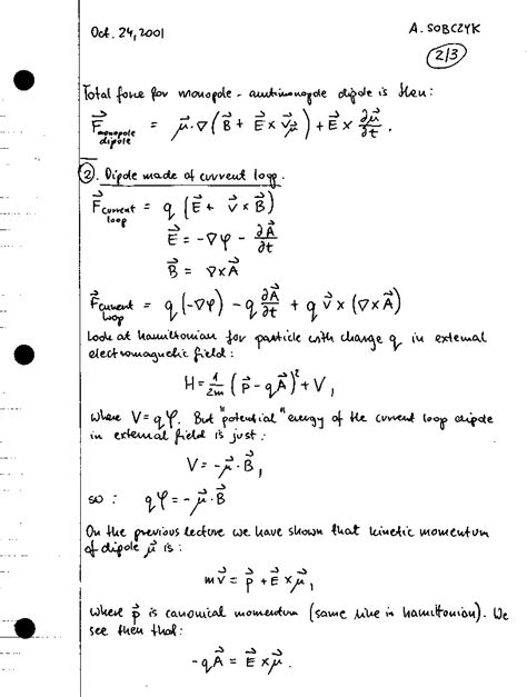Phy 505 Lecture Notes Set 9b