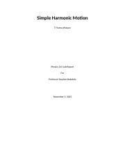 Understanding Simple Harmonic Motion Lab Report And Course Hero