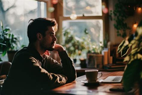 Man Working On Laptop At A Table Free Stock Photo