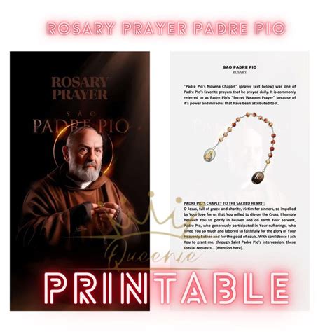 Padre Pio Novena Chaplet Prayer Card Digital Print In 2025 Padre