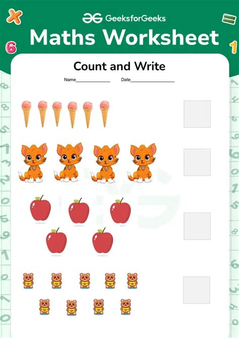 Count And Write Worksheet Geeksforgeeks