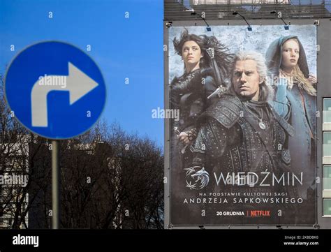 A Billboard Promoting The Witcher Netflix Television Series Is Seen