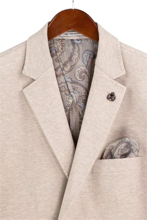 Vinci Philosophy Light Blue Oatmeal Modern Fit Super Stretch Jacket