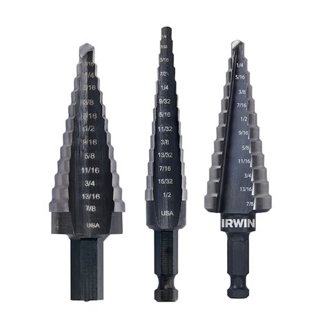 Irwin Unibit 12 Step Drill Bit Set 3 16 In To 7 8 In High Speed Steel 3 Pack Iwas15504df