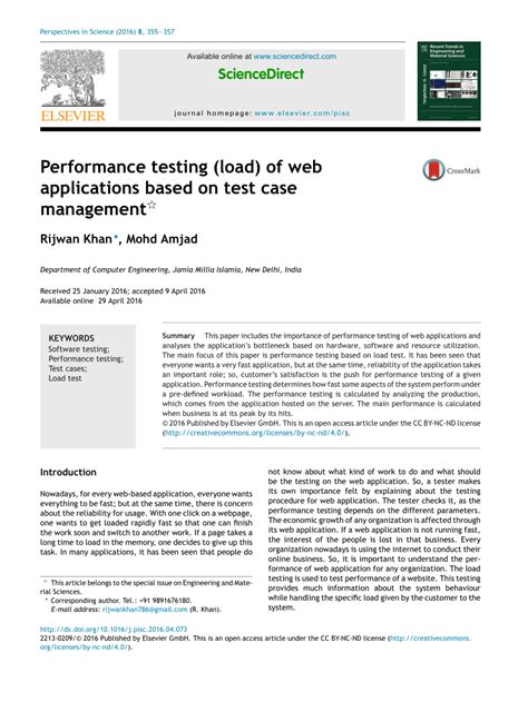 pdf performance testing load of web applications based on test case