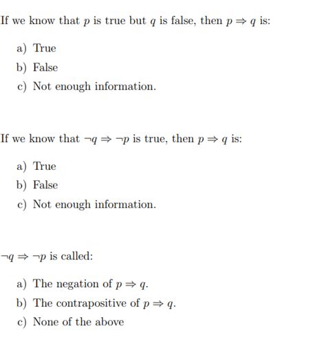 Solved If We Know That P Is True But Q Is False Then P⇒q