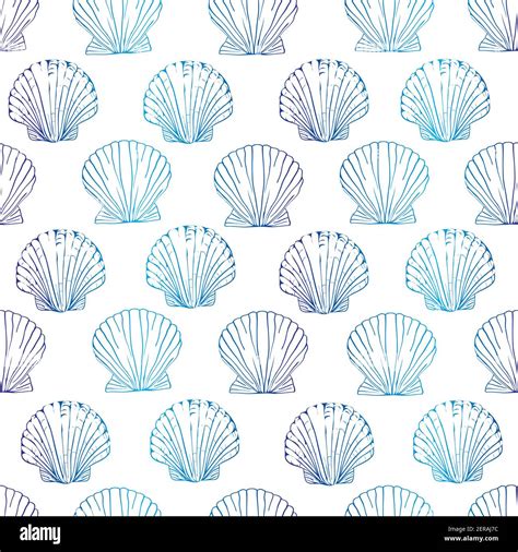 Seashell Seamless Pattern Scallop Vector Background Vector Illustration Stock Vector Image