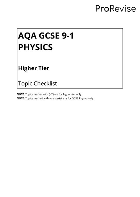 AQA GCSE Physics Higher Tier Specimen Paper Studocu