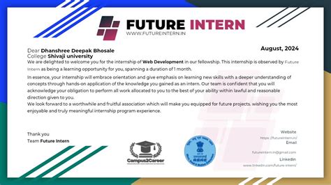 Dhanshree Bhosale On Linkedin Futureintern Internship