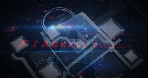A Digital Lock Icon With Text Firewall Disabled Is Prominently Displayed Stock Illustration