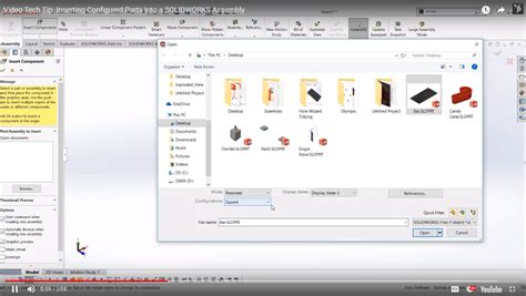 Inserting Configured Parts In Solidworks Assembly Grabcad Tutorials