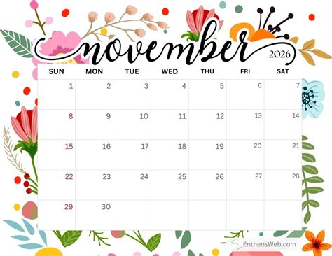 November 2026 Calendar Printables Entheosweb