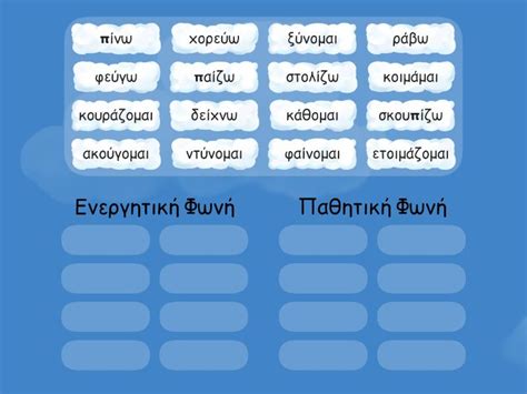 Ξεχωρίζω τα ρήματα ενεργητική παθητική φωνή Group Sort