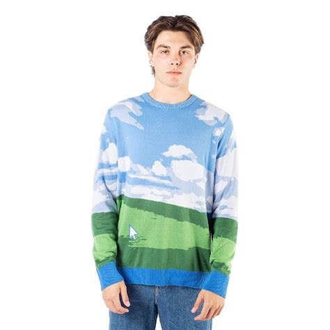 微软推出以经典windows Xp「蓝天白云草地」壁纸为主题的新款丑毛衣，售价69 99美元。 叽哩叽哩游戏网acg（g站）