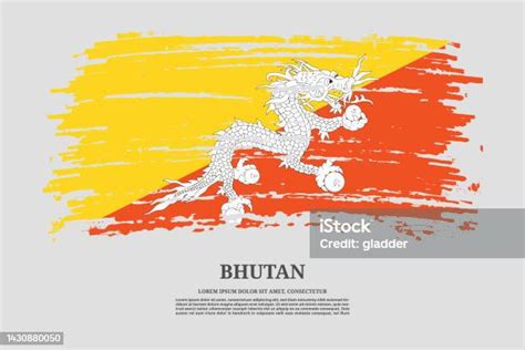 브러시 스트로크 효과와 정보 텍스트 포스터 벡터와 부탄 국기 팀부에 대한 스톡 벡터 아트 및 기타 이미지 팀부 0명 국가 지리적 지역 Istock