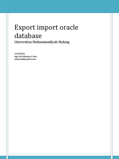 Export Import Oracle Database Pdf Komputer
