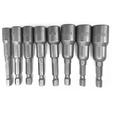 8pcs 14 Inch Hex Magnetic Nut Driver Socket Set Metric Impact Drill