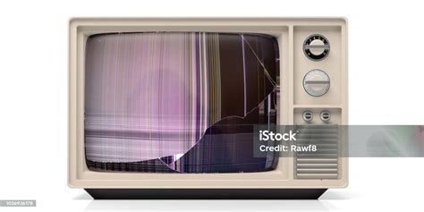 흰색 배경에 고립 깨진된 유리를 가진 빈티지 텔레비젼 3 차원 일러스트 레이 션 0명에 대한 스톡 사진 및 기타 이미지 0명 개념 고풍스런 Istock