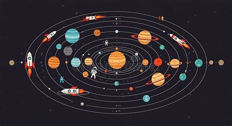 Colorful Illustration Of A Stylized Solar System With Planets And