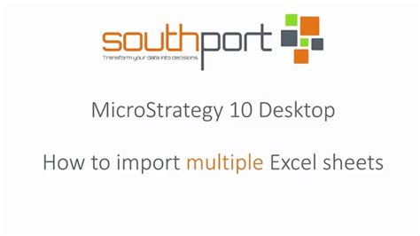 Microstrategy 10 How To Import Multiple Excel Sheets Youtube