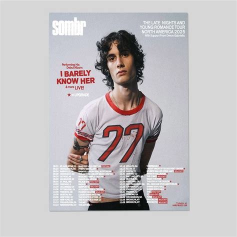 Music Poster Sombr Poster Sombr Usa 2025 Tour Vintage Style