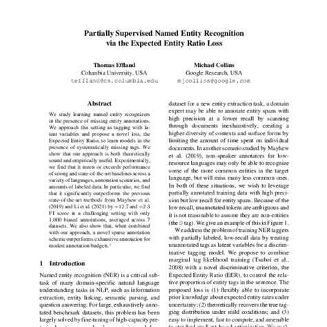 Partially Supervised Named Entity Recognition Via The Expected Entity