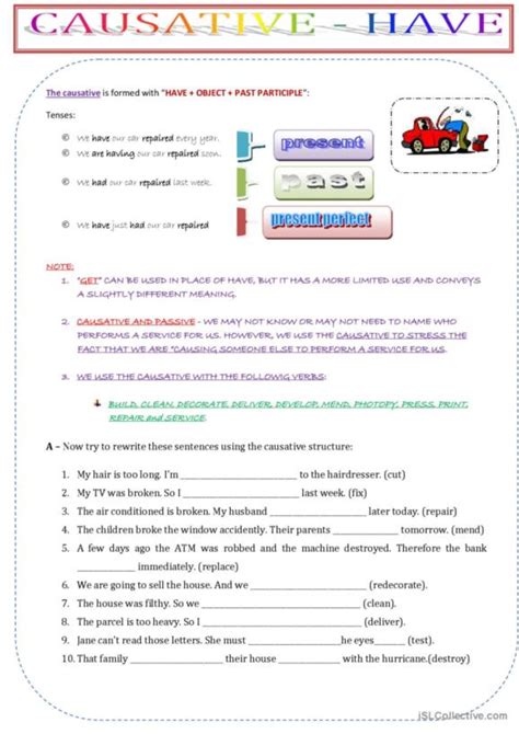 78 Causative English Esl Worksheets Pdf And Doc