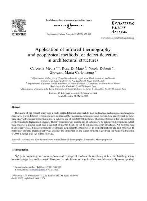 Pdf Application Of Infrared Thermography And Geophysical Methods For