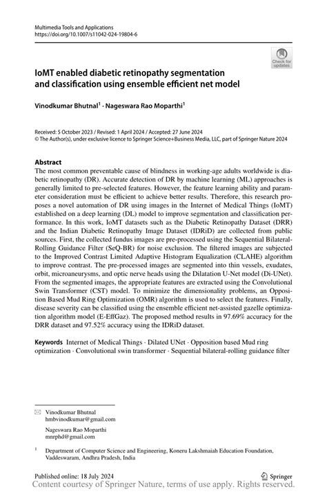 Iomt Enabled Diabetic Retinopathy Segmentation And Classification Using Ensemble Efficient Net Model
