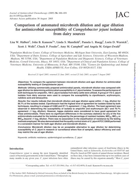 Pdf Comparison Of Automated Microbroth Dilution And Agar Dilution For Antimicrobial