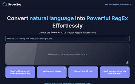 Regexbot Ai Powered Regex Builder For Effortless Pattern Creation Navtoai