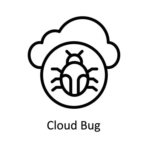 Cloud Bug Vector Outline Icon Design Illustration Cyber Security Symbol On White Background Eps