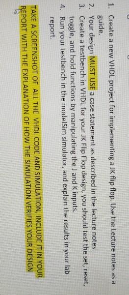 Solved 1 Create A New Vhdl Project For Implementing A Jk