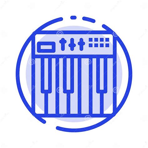 Controller Hardware Keyboard Midi Music Blue Dotted Line Line Icon Stock Vector