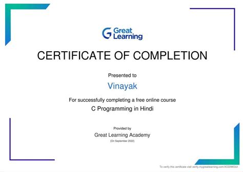 Vinayak Chouhan On Linkedin Learning Language Greatlearning Certified C