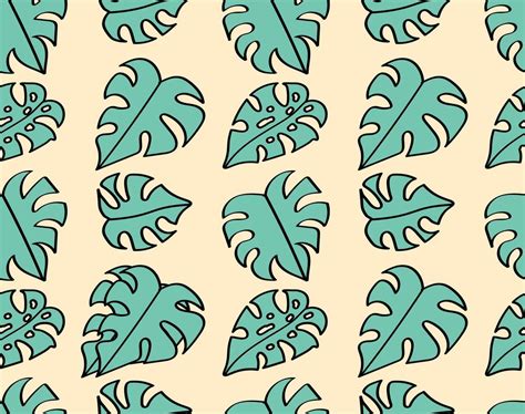 Cute Monstera Leaves Seamless Pattern 48915556 Vector Art At Vecteezy